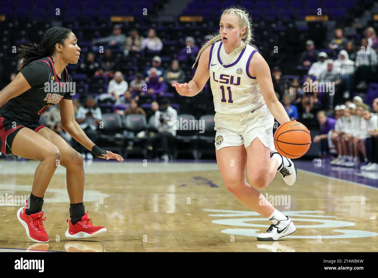 Baton Rouge, LA, USA. 01st Nov, 2023. LSU's Hailey Van Lith (11) looks ...