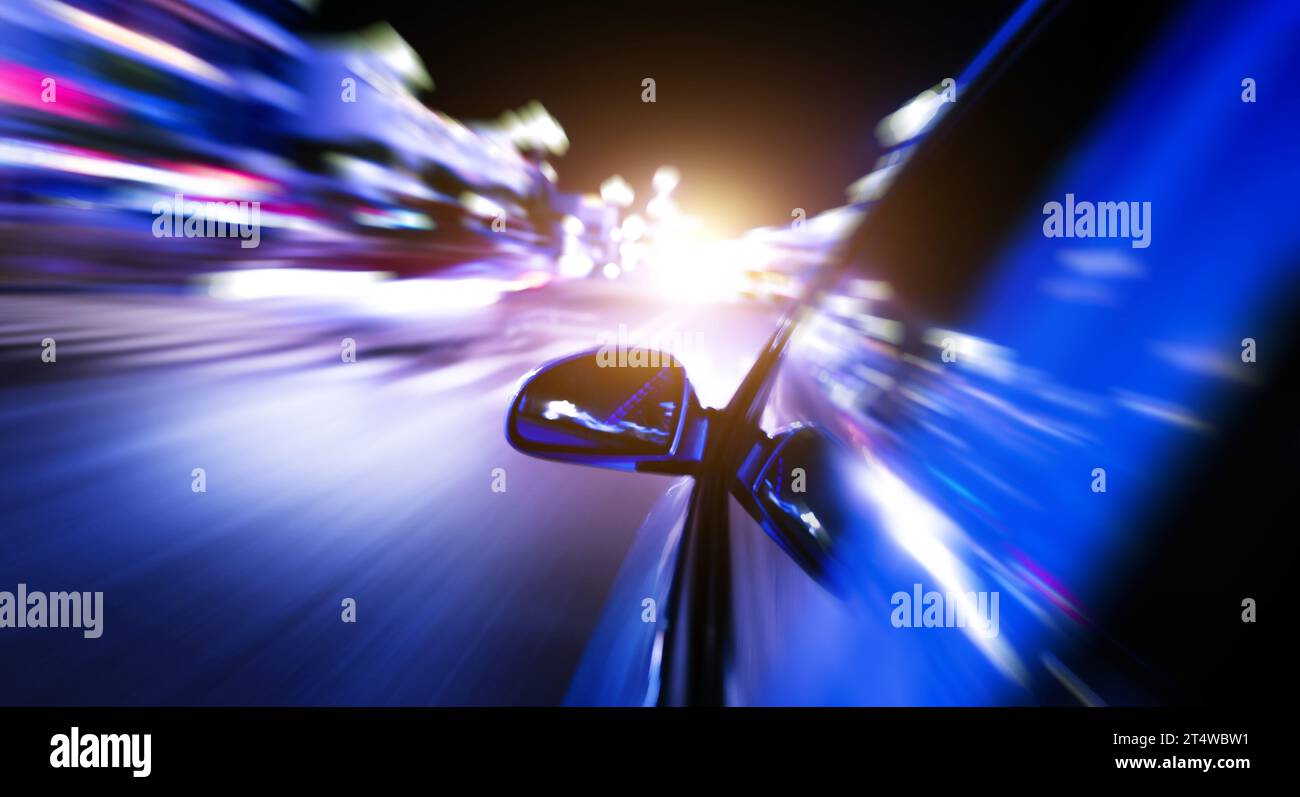 Night drive with motion blur city background Stock Photo - Alamy
