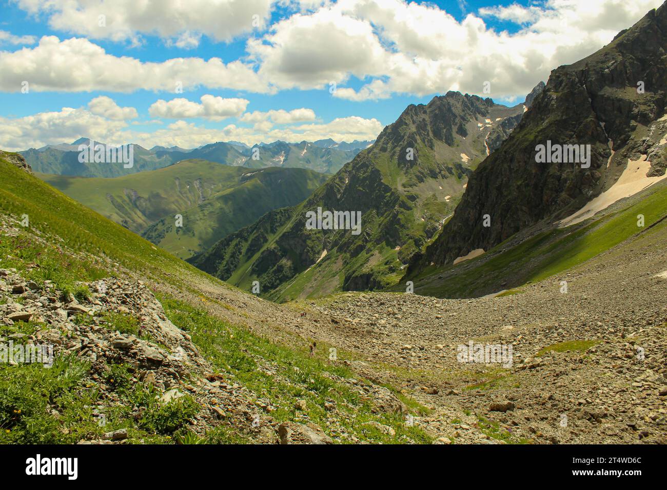 The valley of the Sofia river near Sofia lakes, Arkhyz, Karachay ...