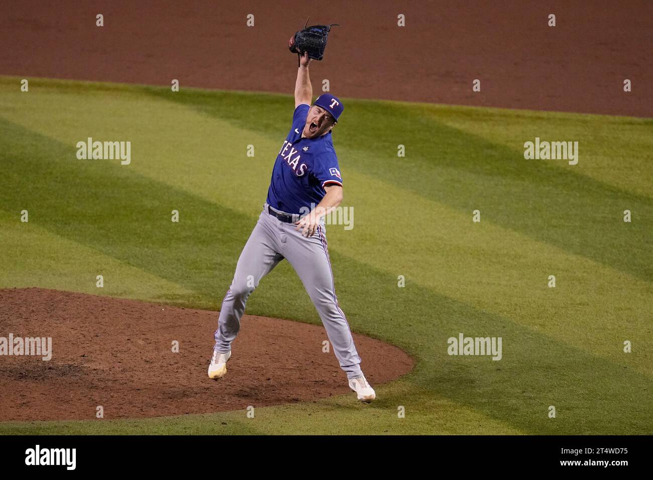 Texas Rangers relief pitcher Josh Sborz celebrates after Game 5 of the ...