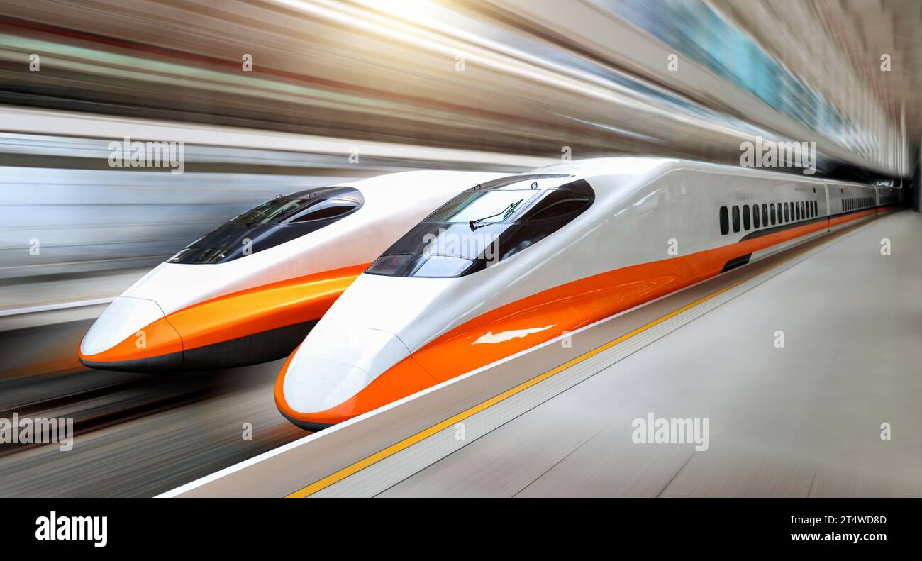Modern commuter train inside the railway station in taipei Stock Photo ...