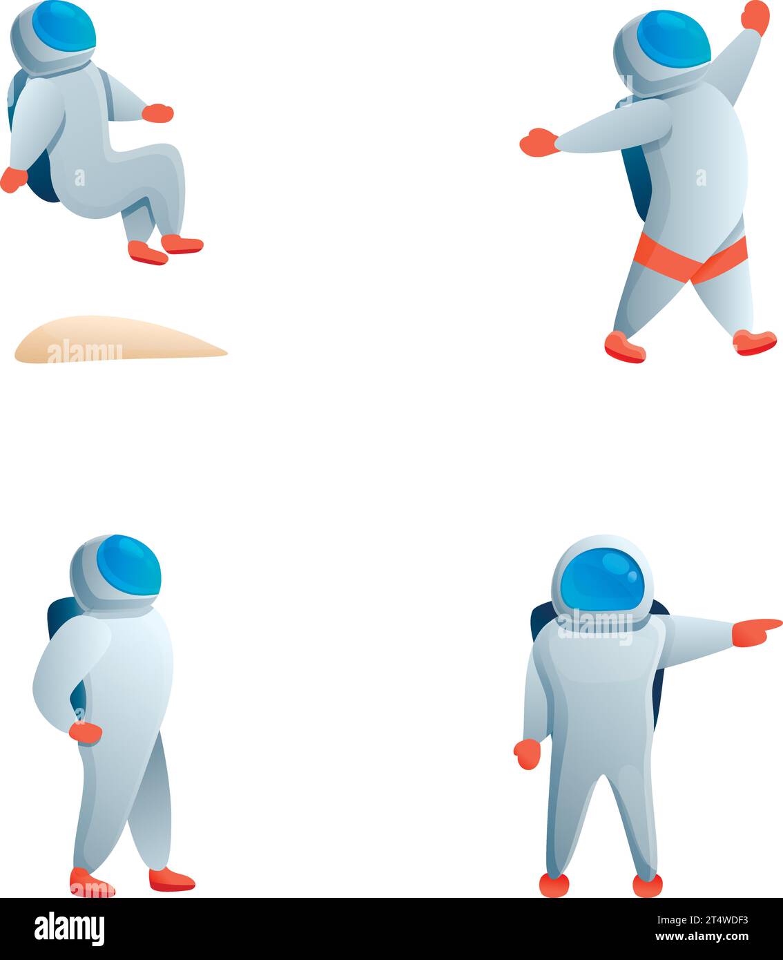 Cute astronaut icons set cartoon vector. Cosmonaut in weightlessness ...