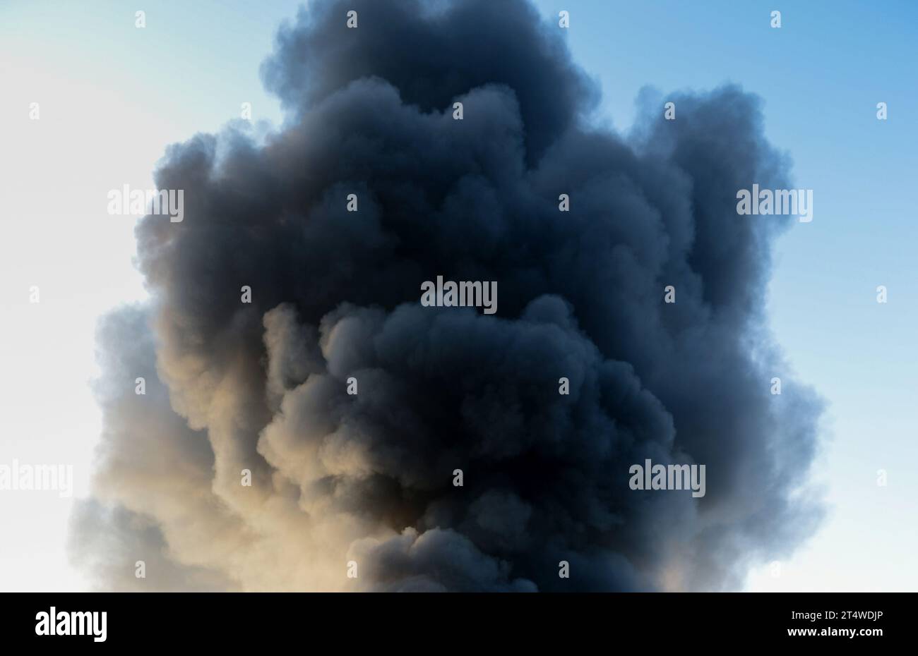 Thick dark smoke in a fire for background Stock Photo - Alamy