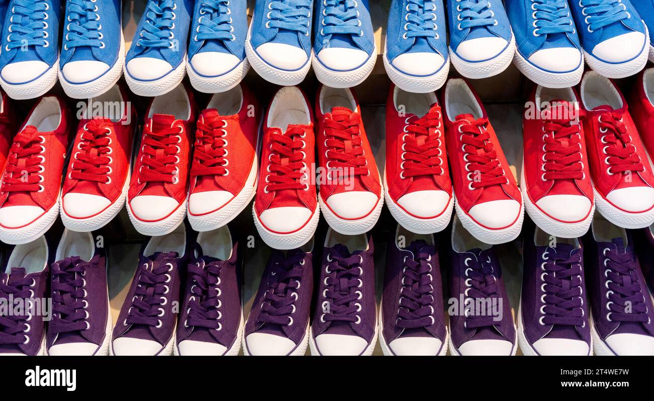 Row of different shoes hi-res stock photography and images - Alamy