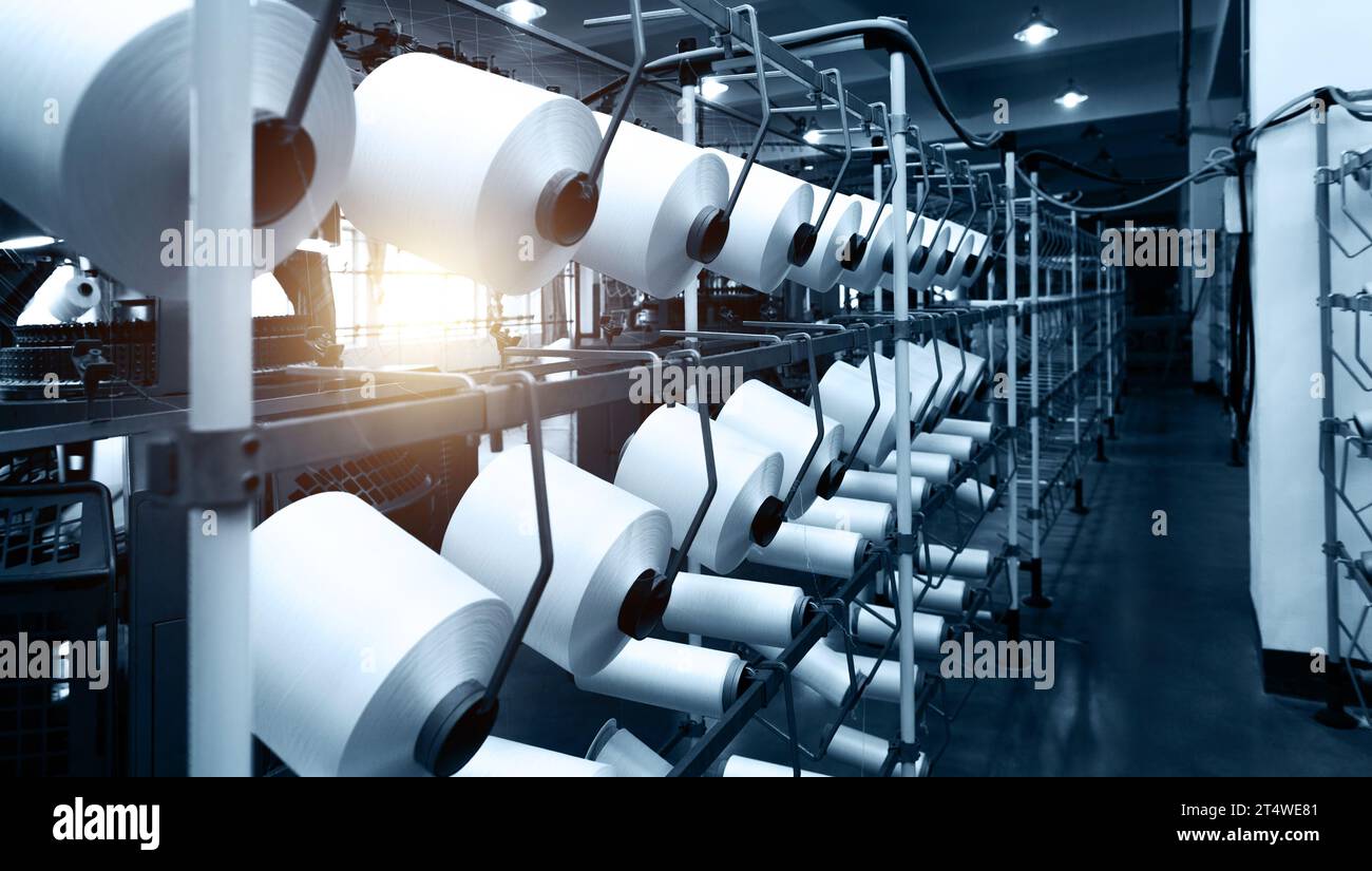 Textile factory in spinning production line and a rotating machinery ...