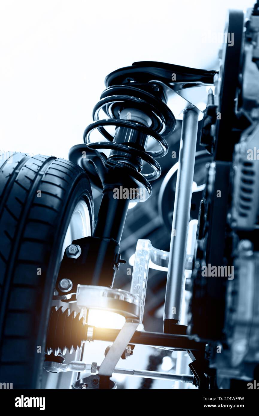 Closeup of race car shock absorber and wheel Stock Photo - Alamy