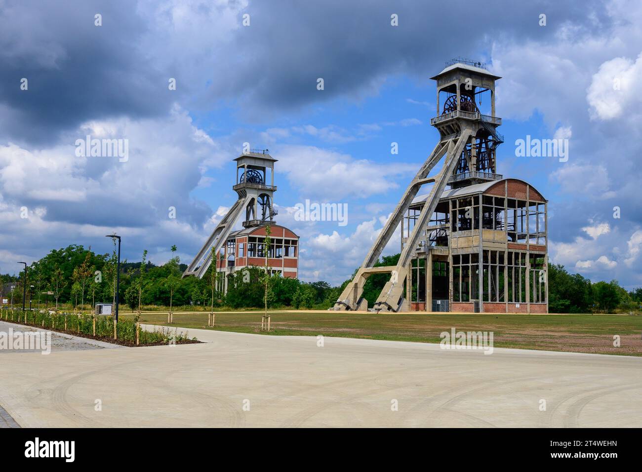 The majestic old mine towers in Maasmechelen, Belgium Stock Photo - Alamy
