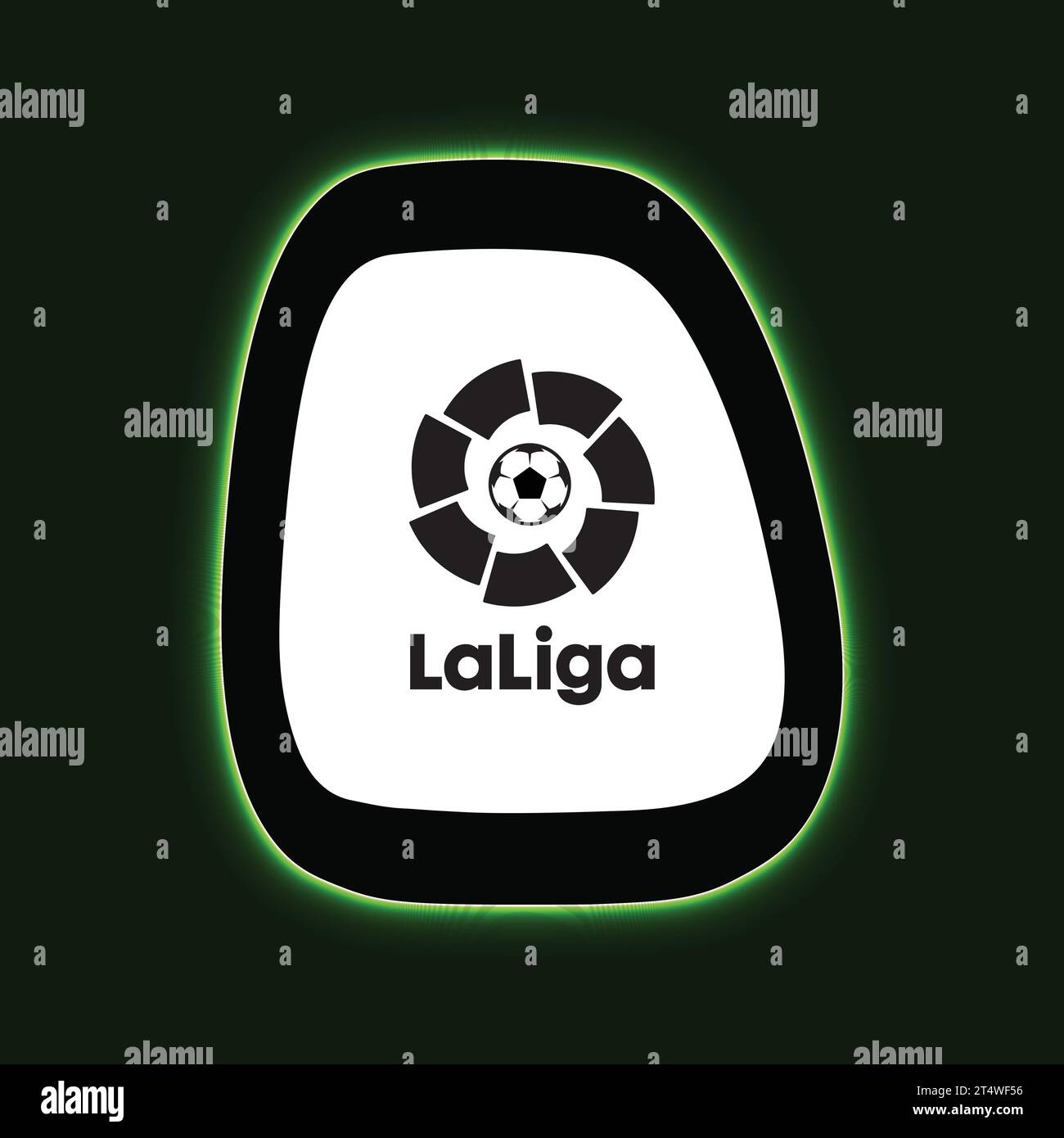 LaLiga Logo Neon Light Board View Green Background, Spanish ...