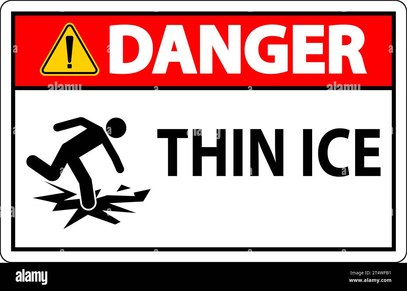 Water Safety Sign Danger - Thin Ice Stock Vector Image & Art - Alamy