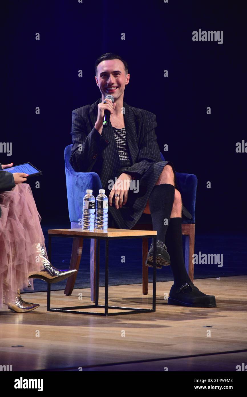 Leon, Mexico. Nov. 1, 2023: Noise Editor Kass Torres interviews British ...