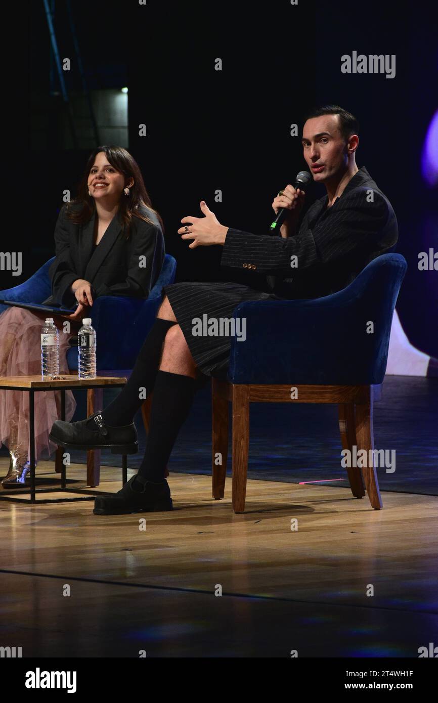 Leon, Mexico. Nov. 1, 2023: Noise Editor Kass Torres interviews British Fashion Designer Charles ...