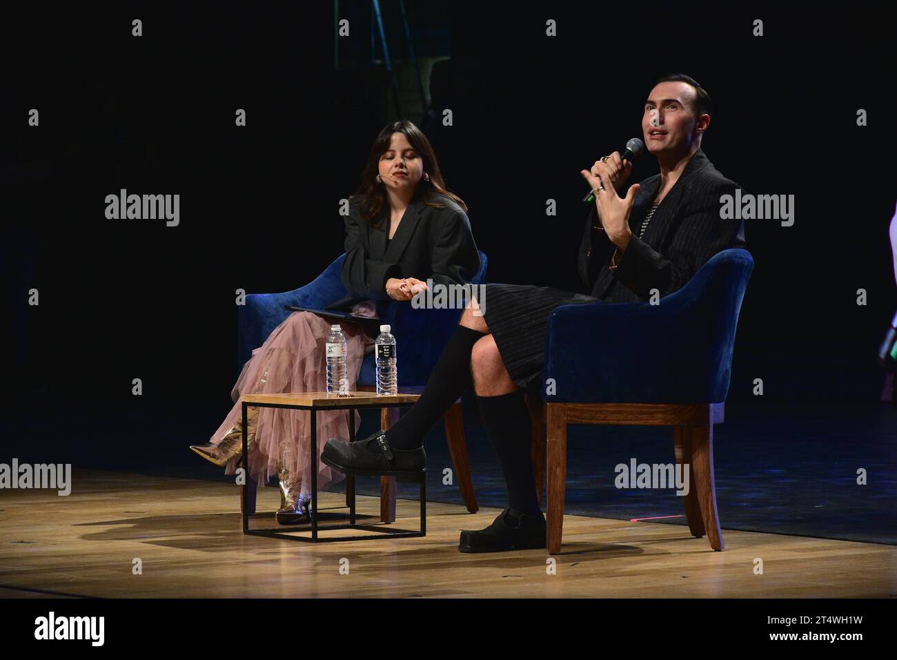 Leon, Mexico. Nov. 1, 2023: Noise Editor Kass Torres interviews British ...