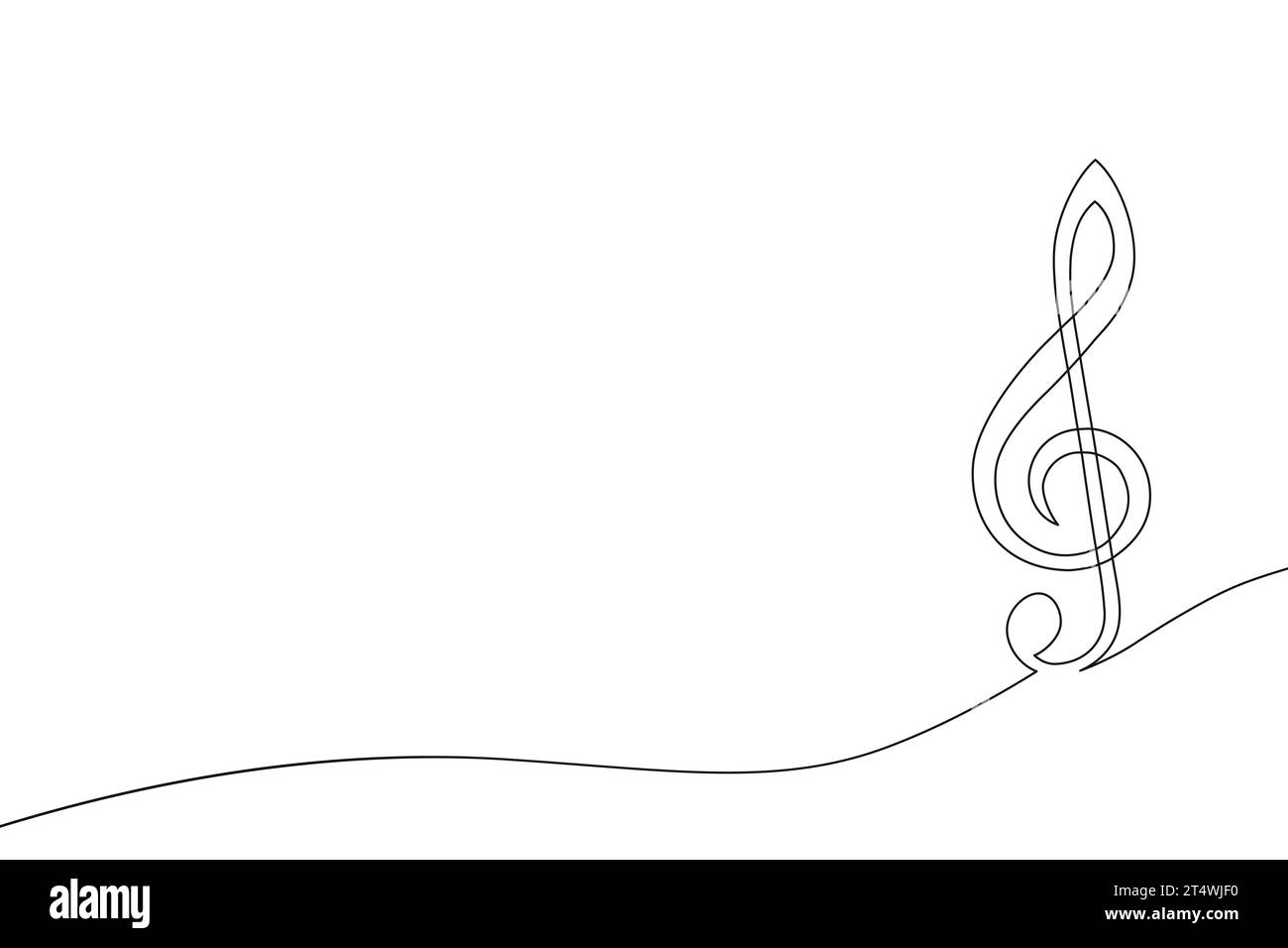 Music clef one line. Art note. Continuous line drawing. Hand draw ...