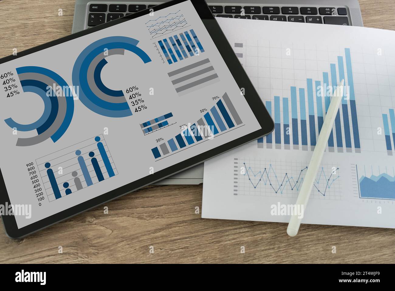 KPI Business Analytics Finance graph chart report on the tablet screen ...