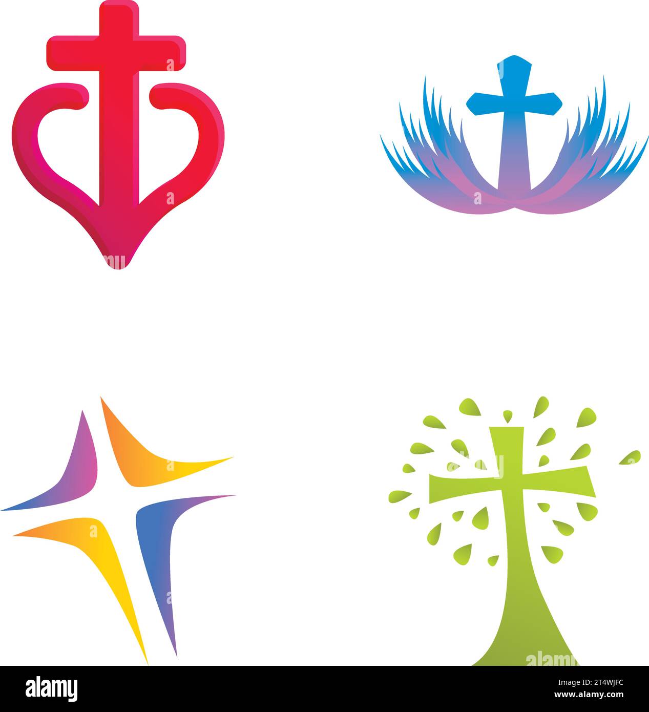Christian cross icons set cartoon vector. Religious christian symbol ...