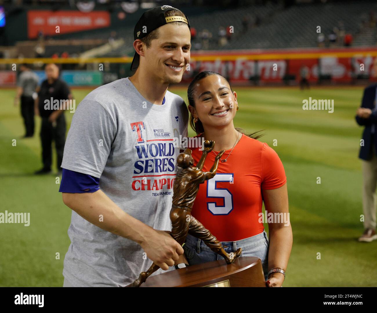 Phoenix, United States. 01st Nov, 2023. World Series MVP Texas Rangers ...