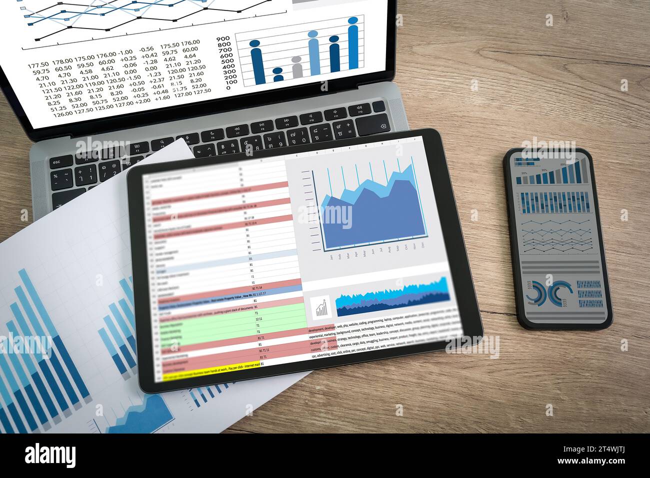 KPI Business Analytics Finance graph chart report on the tablet screen ...