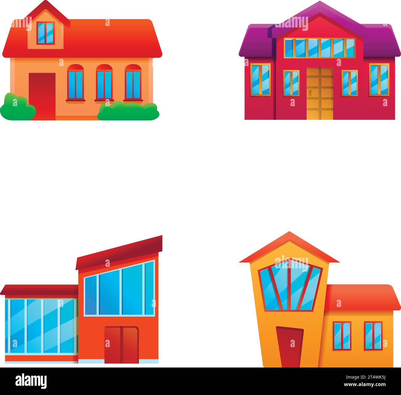 House icons set cartoon vector. Various residential building ...