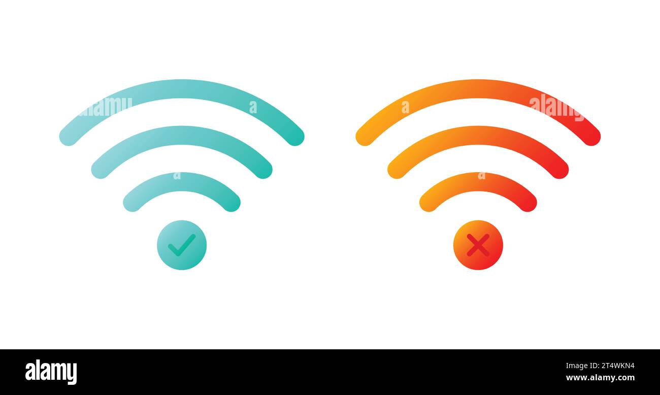 Icon set of wireless wifi symbols with check mark Vector Image Stock ...