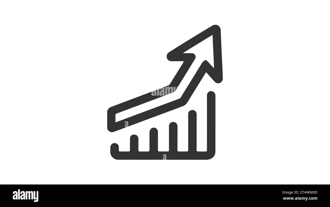 Growing bar graph icon in black on a white background. Vector ...
