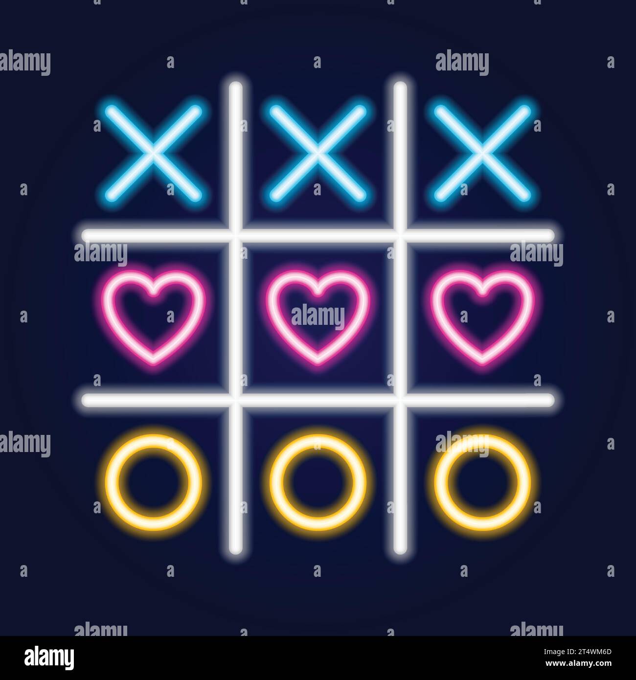 Tic tac toe game linear outline icon neon style Vector Image Stock ...