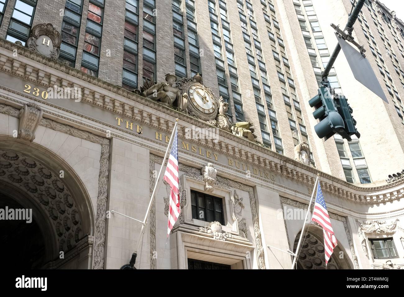 Architectural detail of the Helmsley Building, a 35-story skyscraper ...