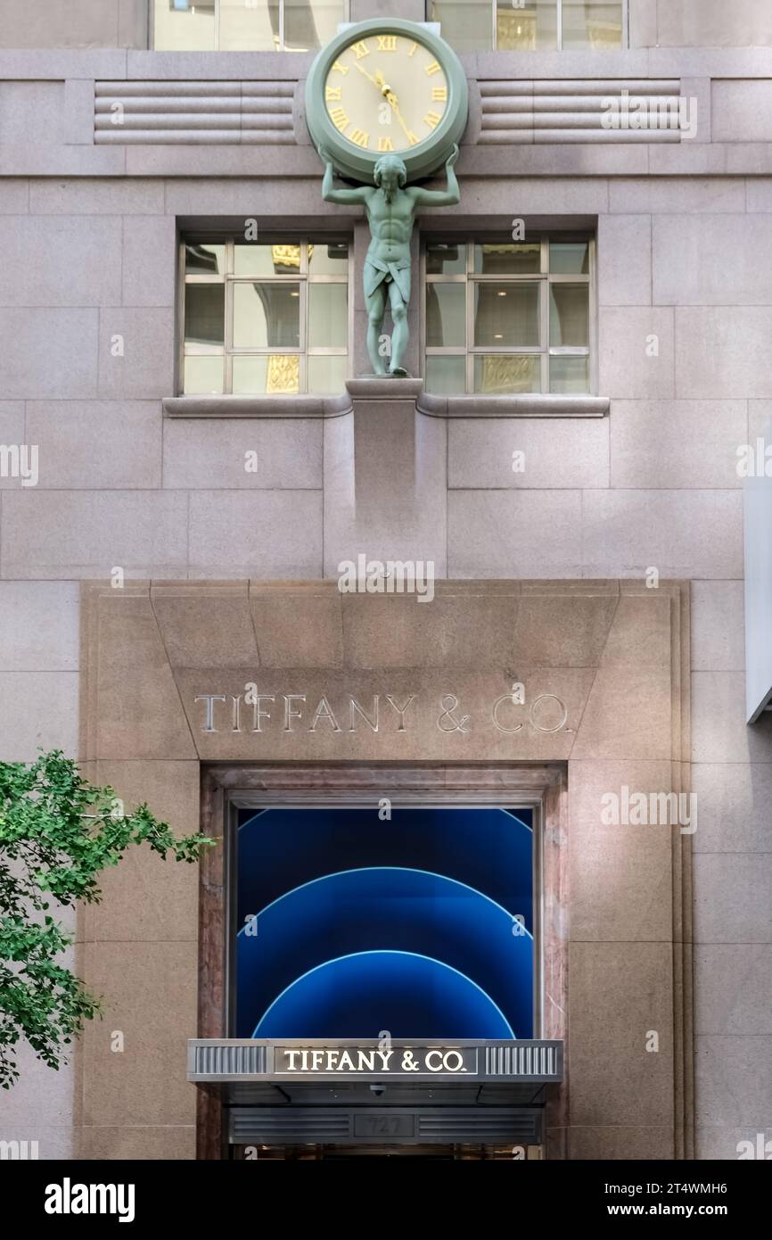 View of the facade of Tiffany and Co. flagship store , a ten-story ...