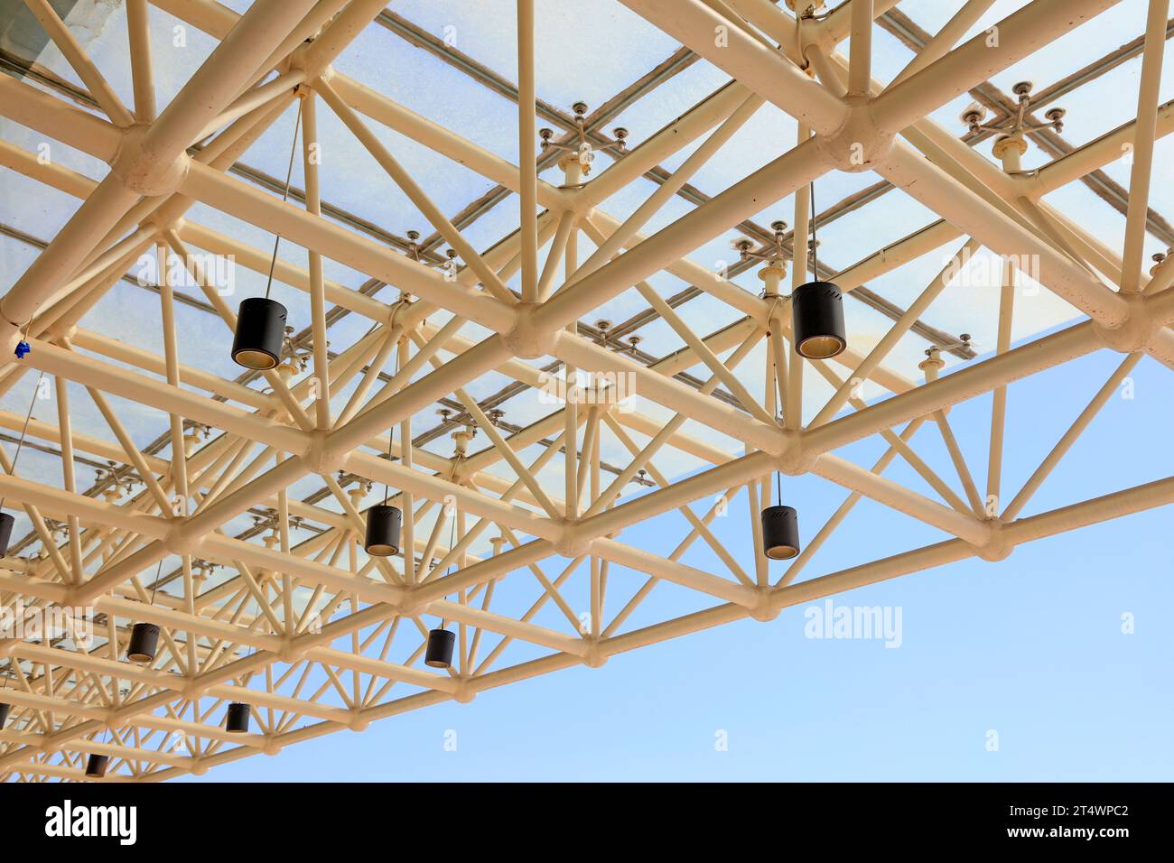 Steel tube frames and luminaires Stock Photo - Alamy