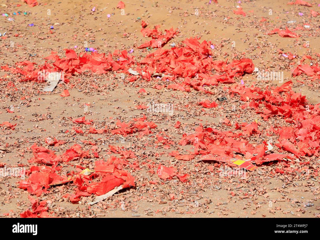 Firecrackers crumbs on the ground Stock Photo - Alamy