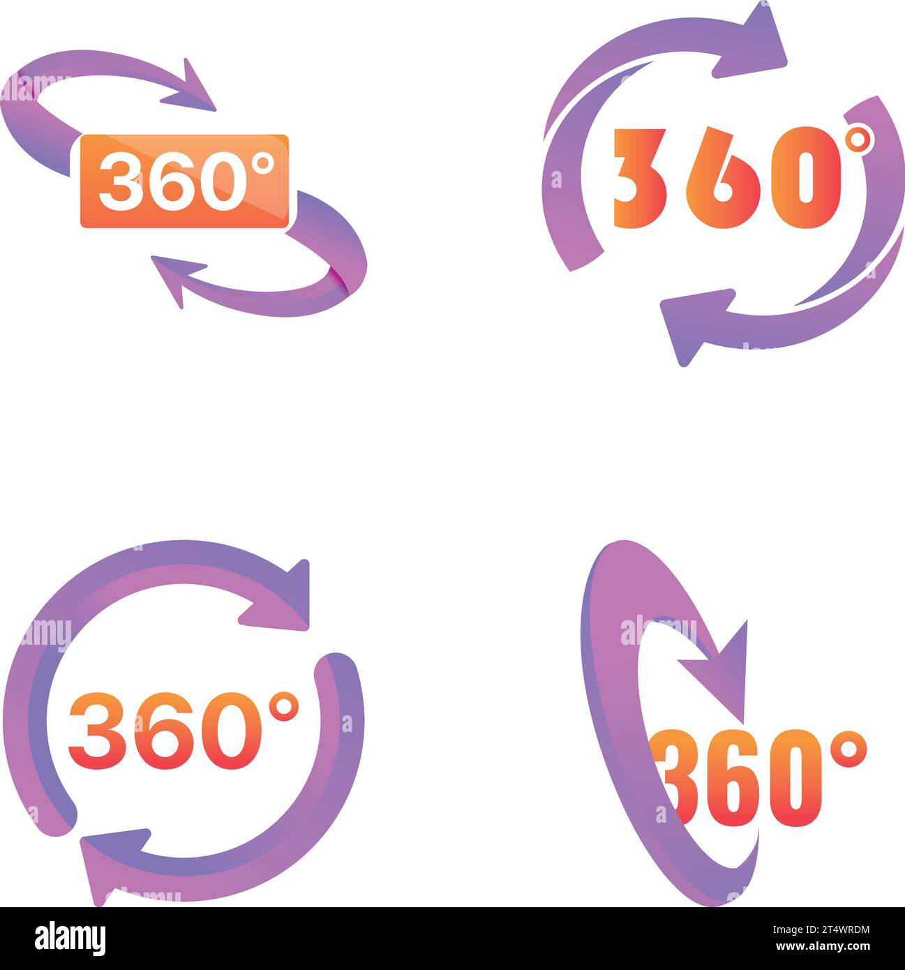 Degree 360 icons set cartoon vector. Rotation three hundred sixty degree. Panorama Stock Vector ...