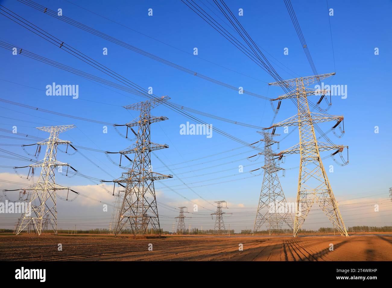 high voltage electric power steel tower, closeup of photo Stock Photo ...