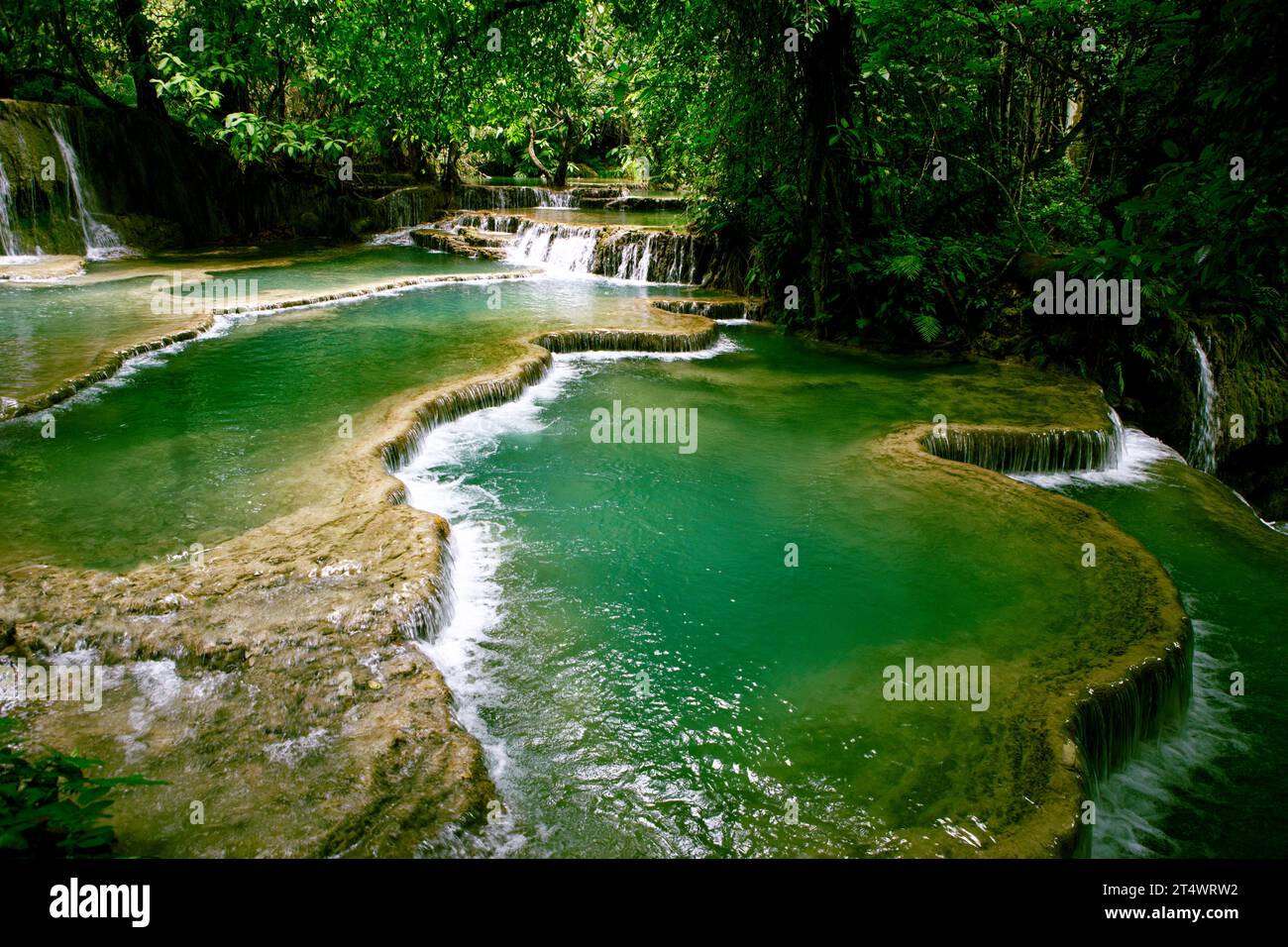 tad kuang si one of beautiful limestone waterfall in luangprabang one ...
