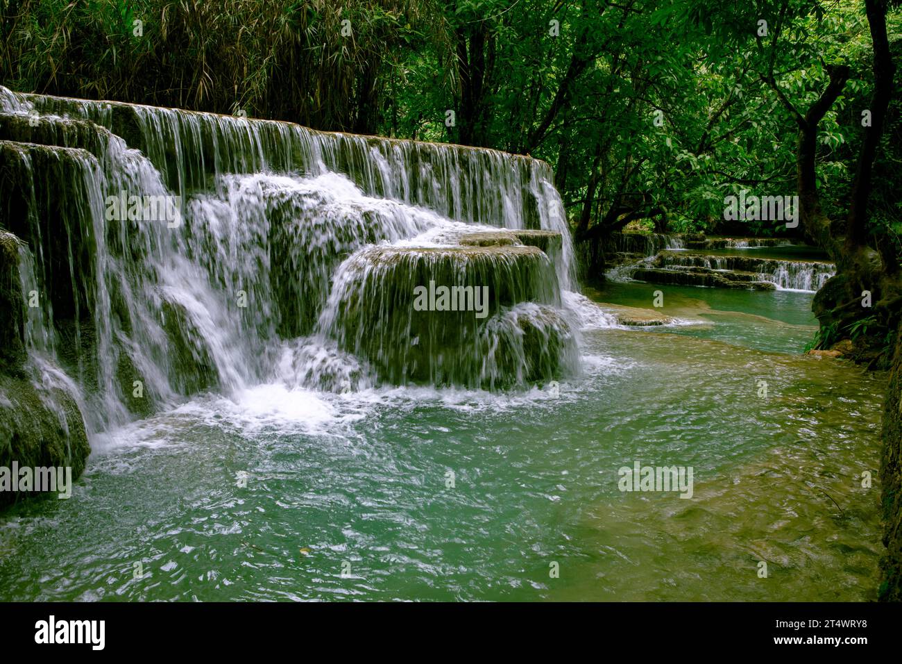 tad kuang si one of beautiful limestone waterfall in luangprabang one ...