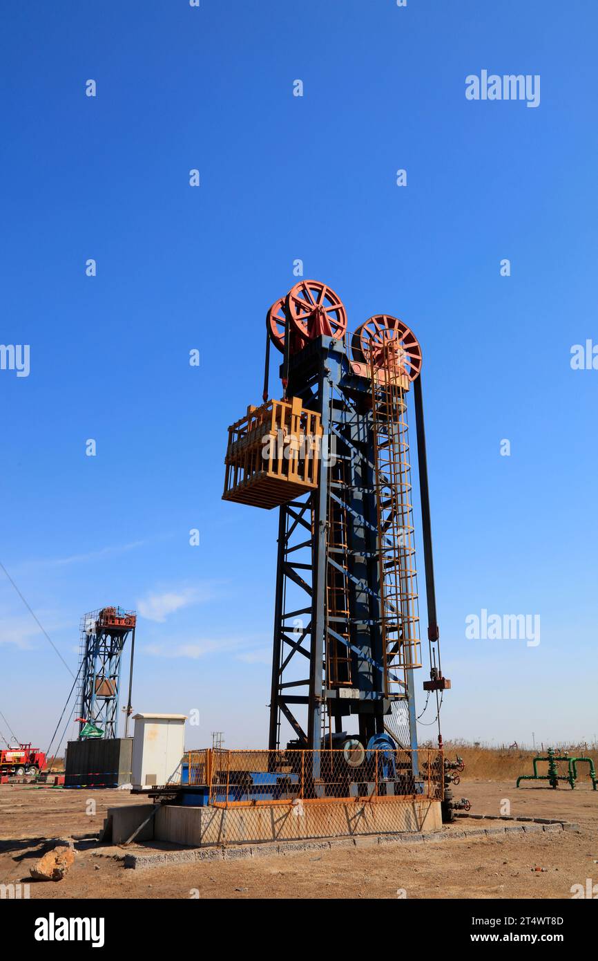 Tower type pumping unit in oil field, china Stock Photo - Alamy