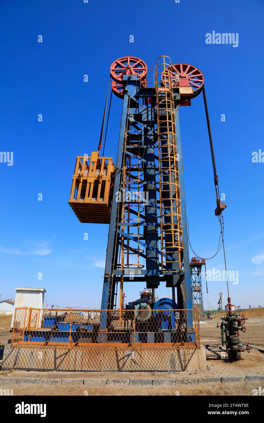 Tower type pumping unit in oil field, china Stock Photo - Alamy