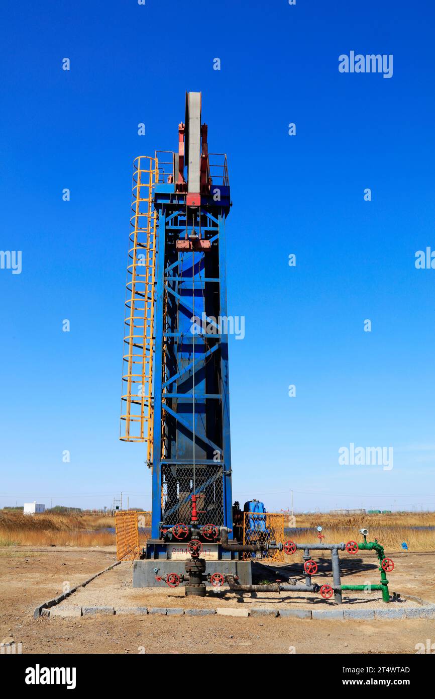 Tower type pumping unit in oil field, china Stock Photo - Alamy