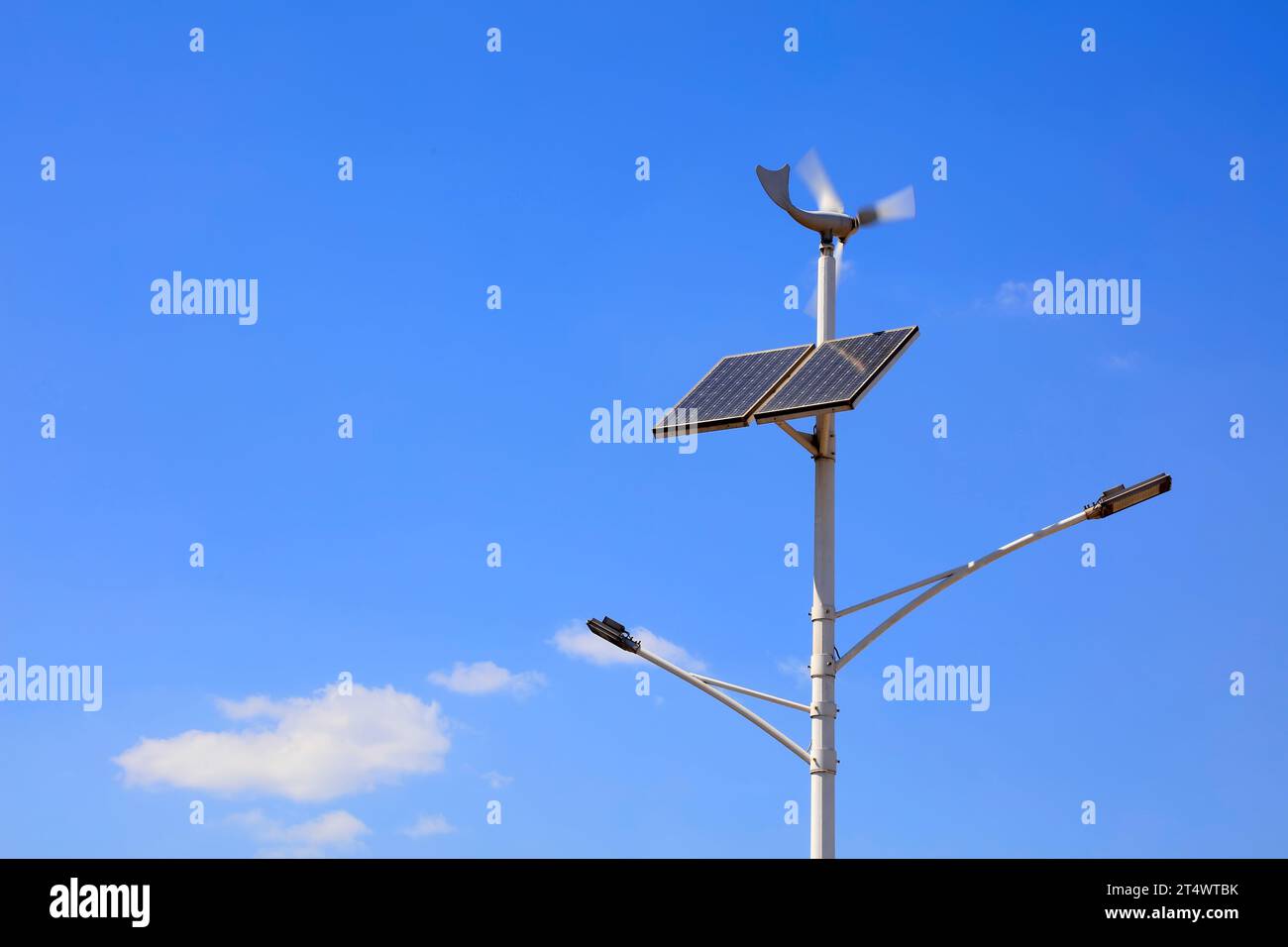 Solar wind street light under blue sky Stock Photo - Alamy