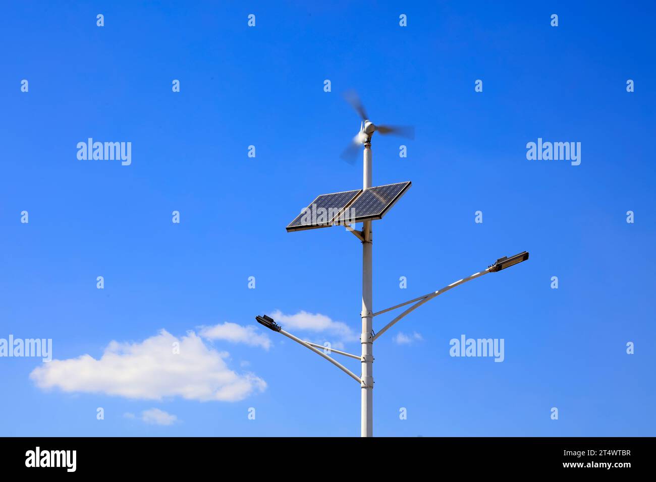 Solar wind street light under blue sky Stock Photo - Alamy