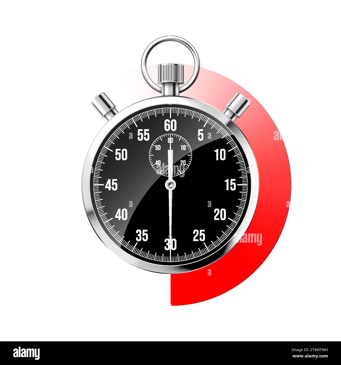 Realistic classic stopwatch. Shiny metal chronometer, black time ...