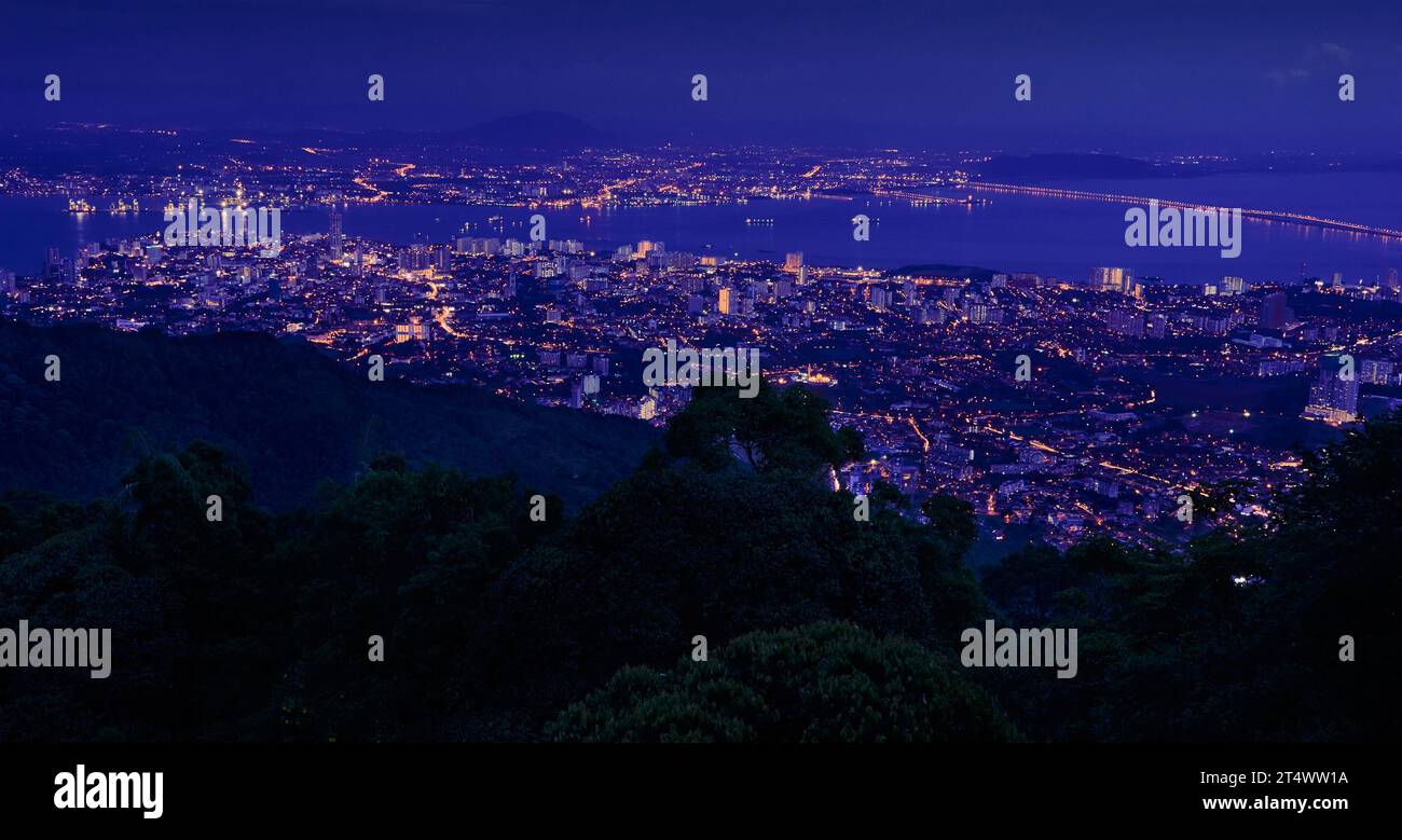 Aerial panorama cityscape of Georgetown, the capital city of Penang ...