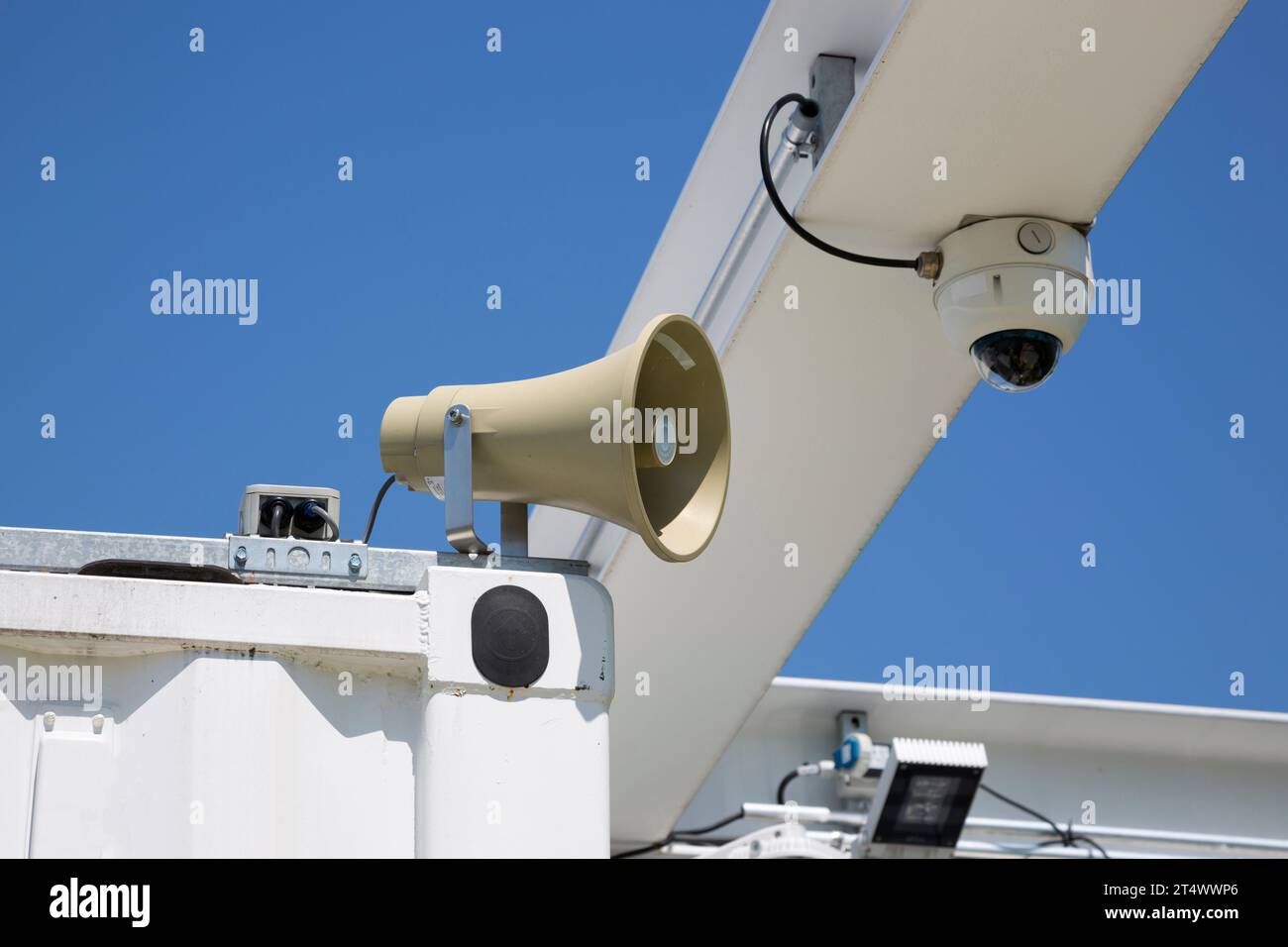 Outdoor loudspeaker and outdoor alarm system Stock Photo - Alamy