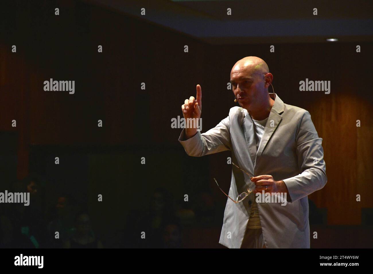 Leon, Mexico. Nov. 1, 2023: Emanuele Carlo Cesareo Zamponi presents his ...