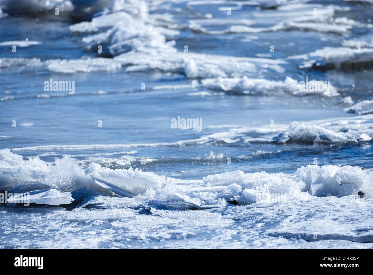 Frozen sea surface with fragments of ice, natural background photo with ...