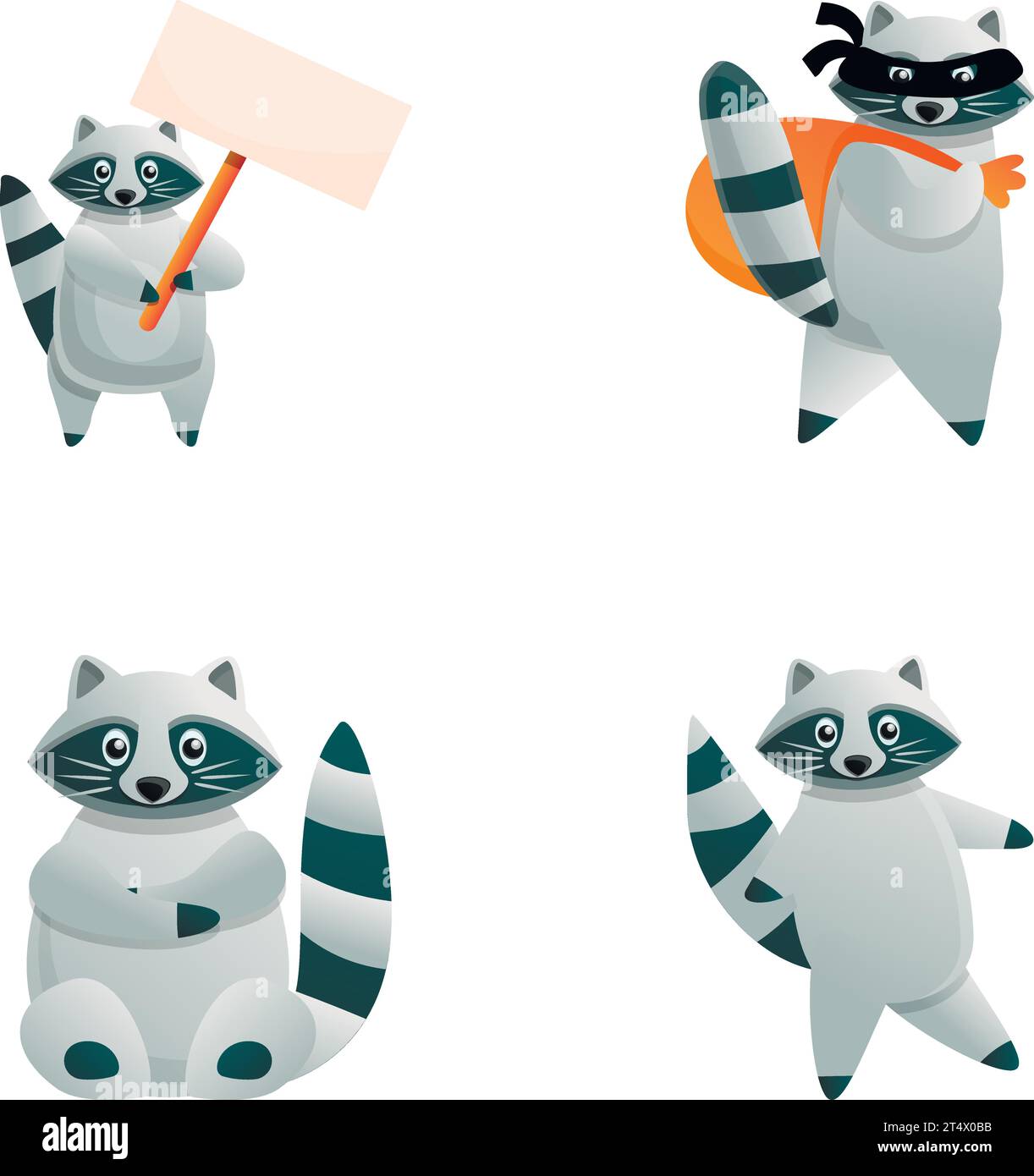Funny raccoon icons set cartoon vector. Cute little raccoon. Cartoon ...
