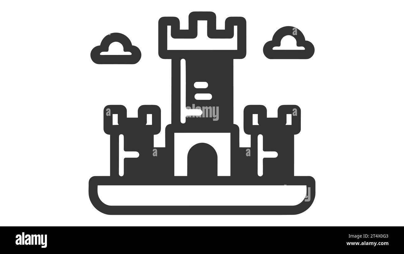 Bouncy castle icon. Playground. Monochrome black and white symbol Stock ...