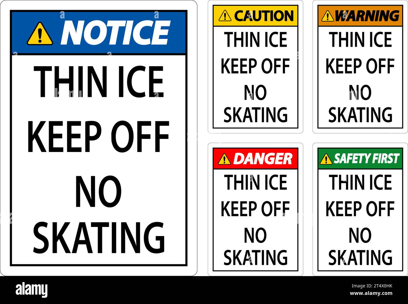 Thin Ice Sign Warning - Thin Ice Keep Off No Skating Stock Vector Image ...