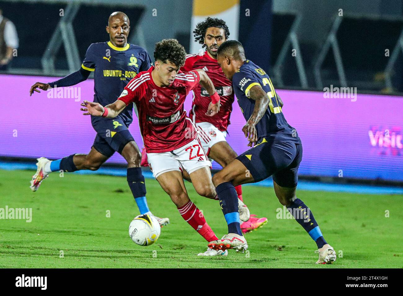 Cairo, Egypt. 1st Nov, 2023. Emam Ashour (2nd L) of Al Ahly competes ...