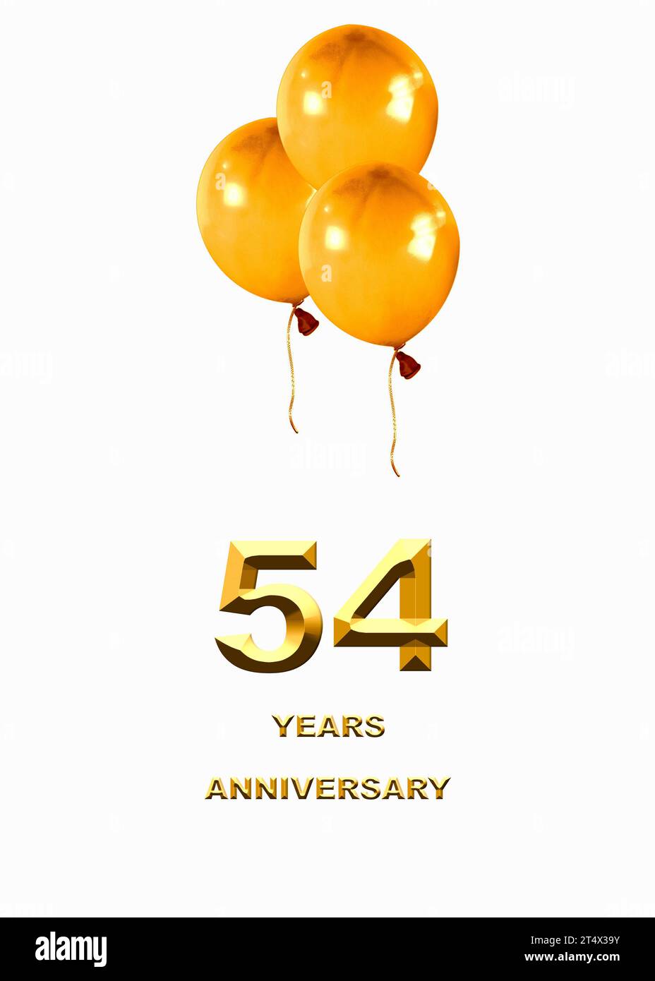 3d illustration, 54 anniversary. golden numbers on a festive background ...