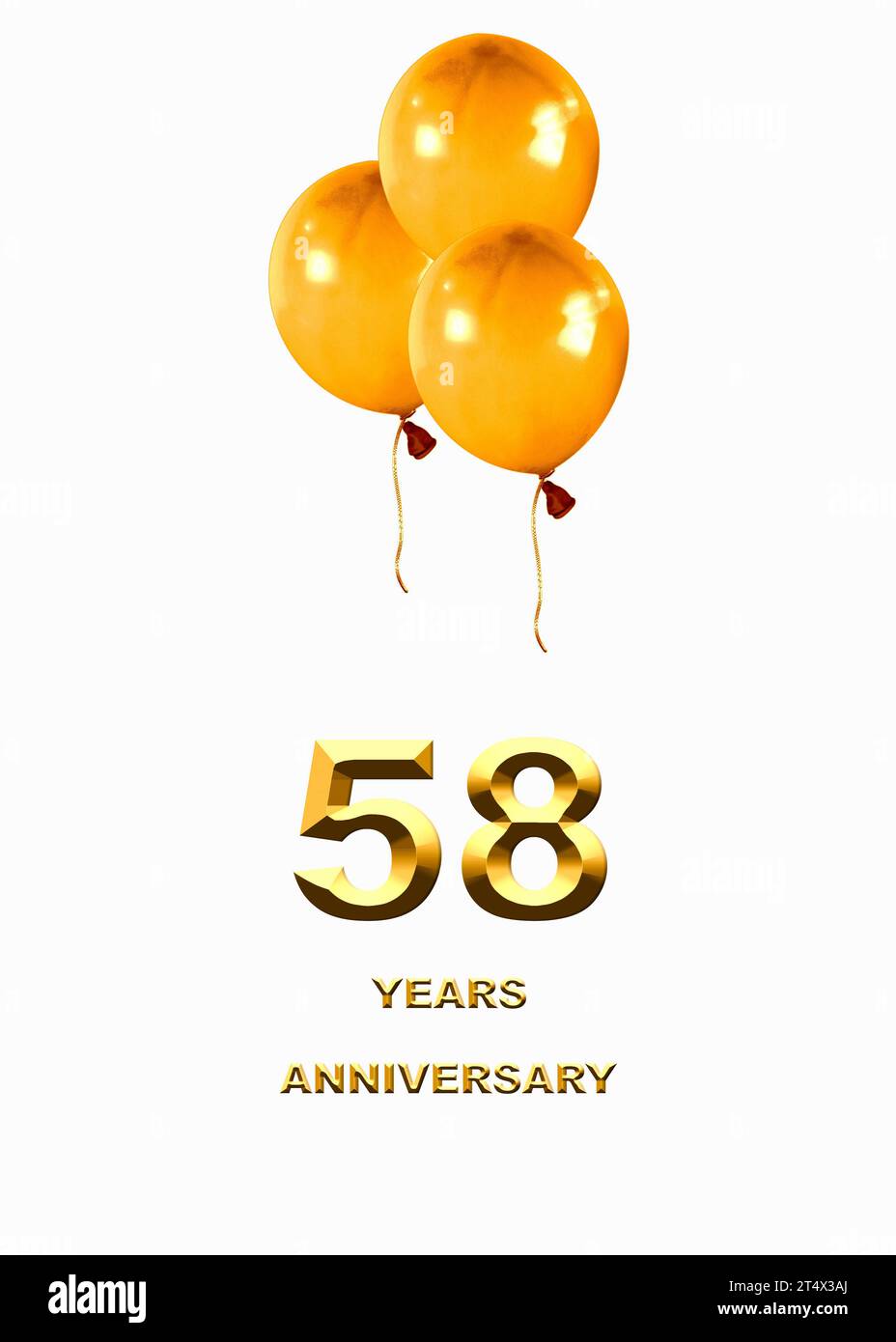 3d illustration, 58 anniversary. golden numbers on a festive background ...