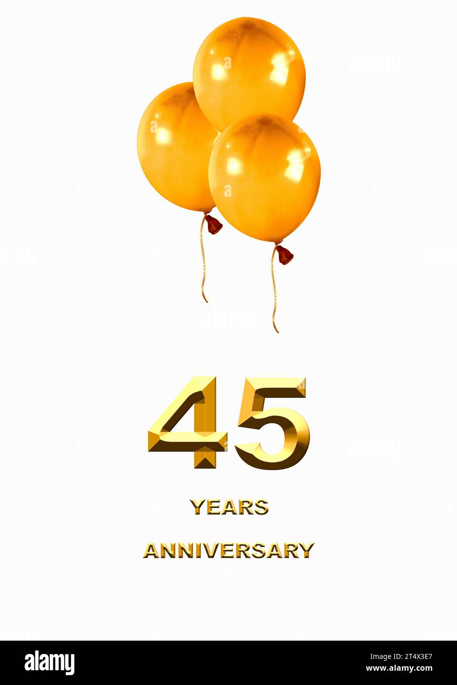 3d illustration, 45 anniversary. golden numbers on a festive background ...